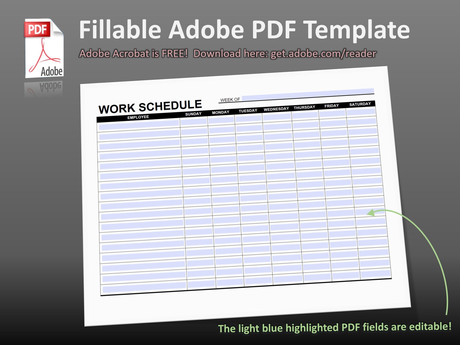 Employee Work Schedule, Fillable PDF, Word & Google Docs Template ...