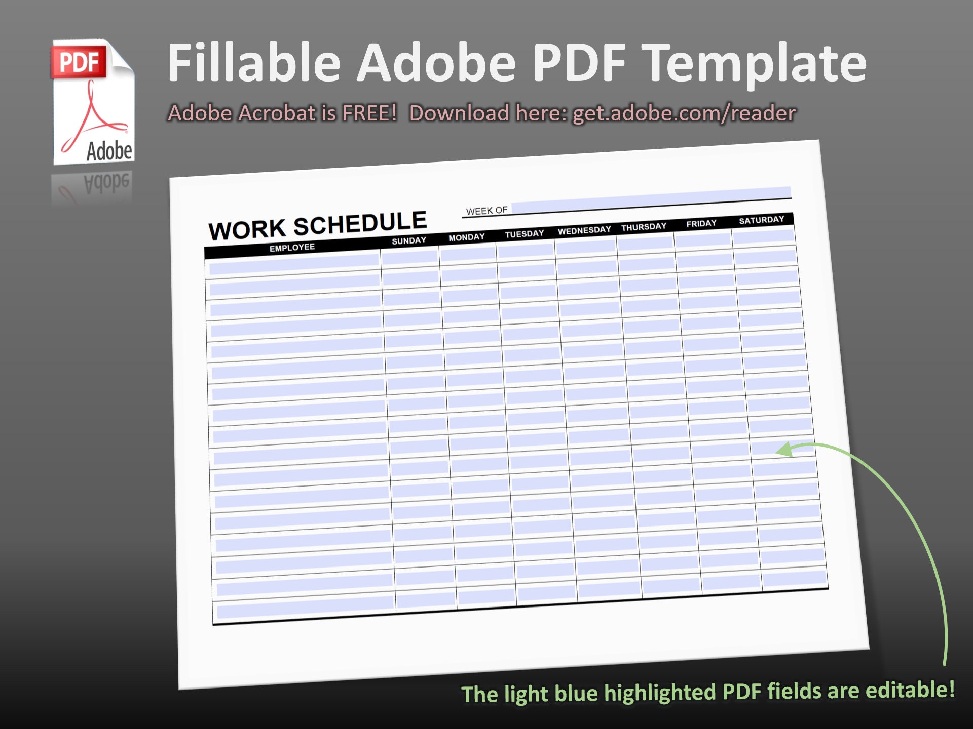 Employee Work Schedule, Fillable PDF, Word & Google Docs Template ...