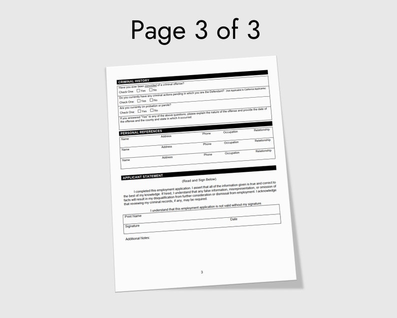 Employment Application Template, Microsoft Word, Application for ...