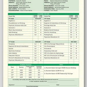 Authentic Look! Fillable Printable High School Transcript Template ...