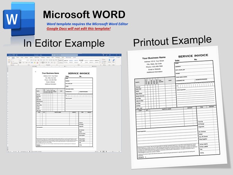 Oil Change Invoice Automotive Service Invoice Template Auto - Etsy