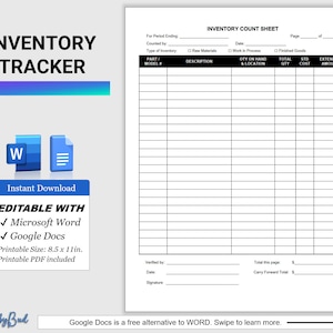 Inventory Tracker GOOGLE DOCS, Inventory Log, Product Inventory ...