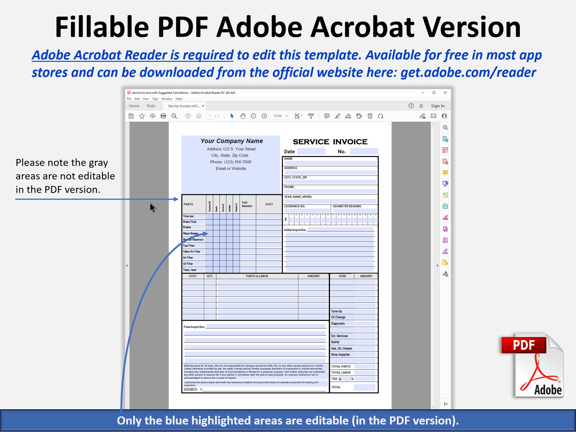 Oil Change Invoice Automotive Service Invoice Template Auto - Etsy