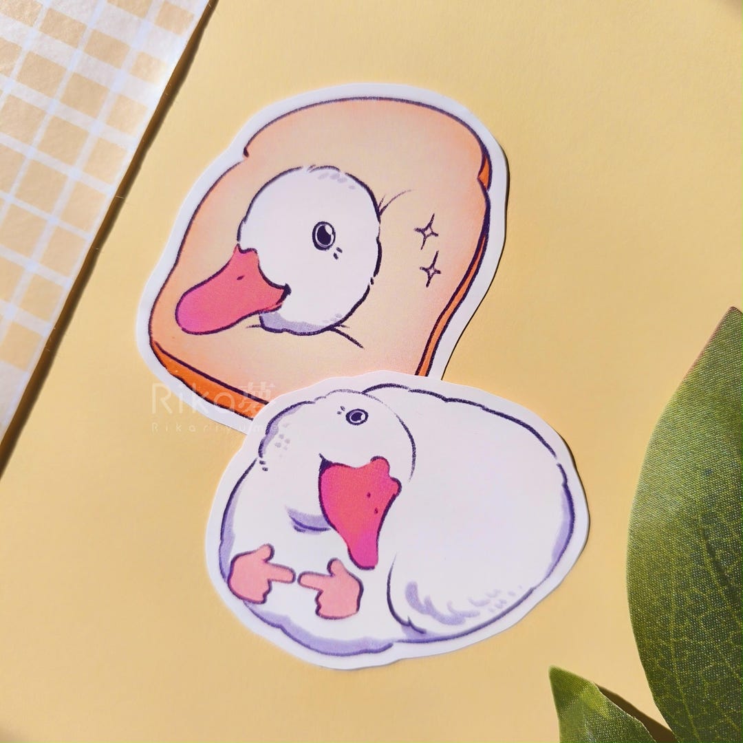 Kawaii Loaf and Shy Goose Sticker - Etsy