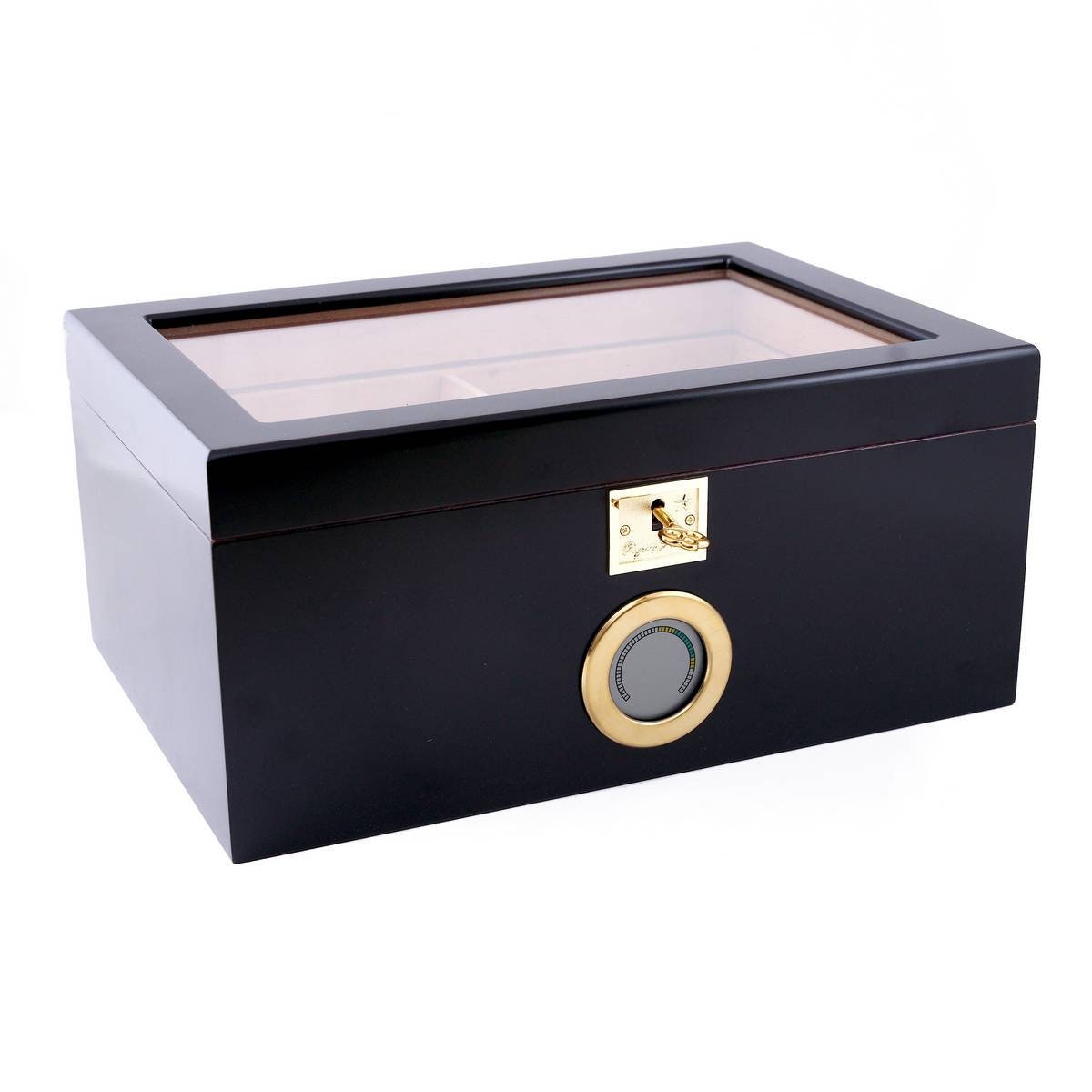 Black Showcase 120 Cigar Humidor by Cigar Star Digital Hygrometer ...