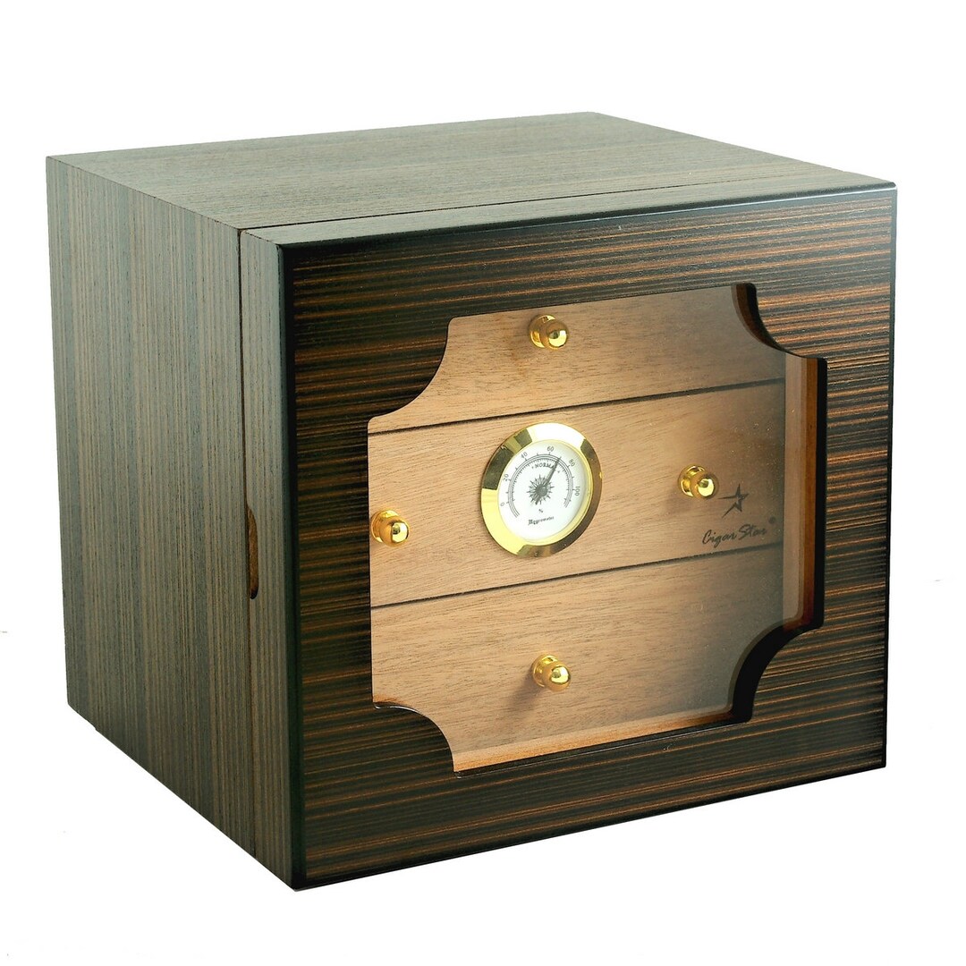 Unique Cigar Humidor Executive Edge Ebony 3.0 Three Drawers 2 Crystal ...