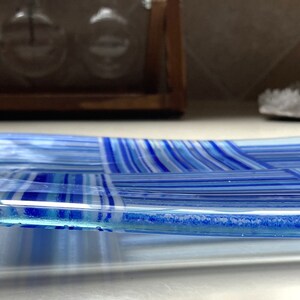 Fused Glass Blue Criss Cross Thread Pattern Plate - Ready to Ship - Etsy