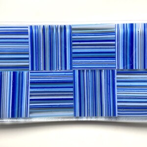 Fused Glass Blue Criss Cross Thread Pattern Plate - Ready to Ship - Etsy