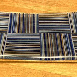 Fused Glass Blue Criss Cross Thread Pattern Plate - Ready to Ship - Etsy