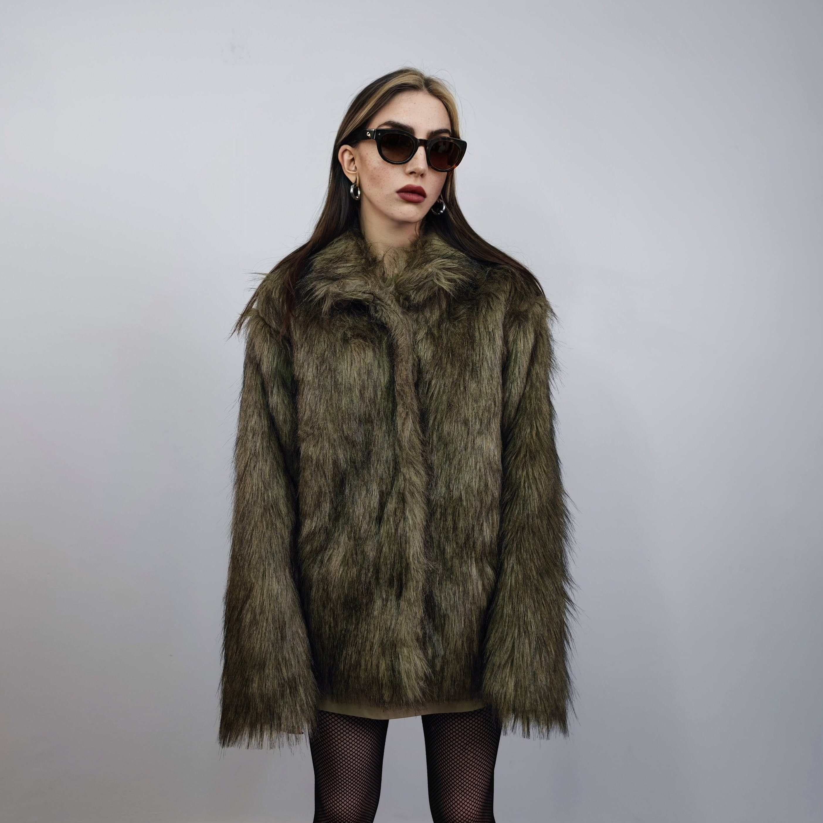 Short Fox Fur Jacket Brown Long Hair Mink Coat Shaggy Going Out Bomber ...