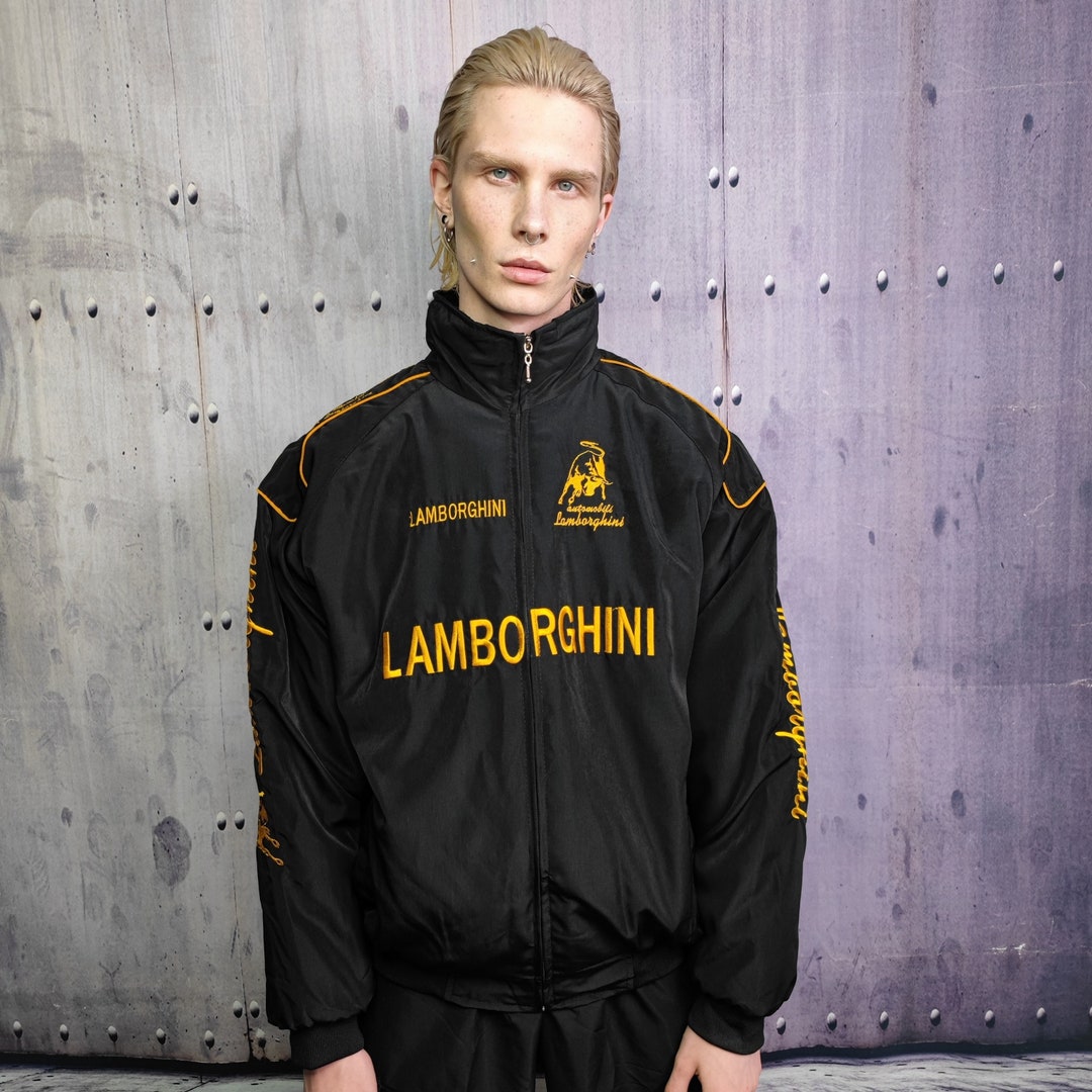 Lamborghini Racing Jacket Multi Patch Motorcycle Bomber College Varsity ...