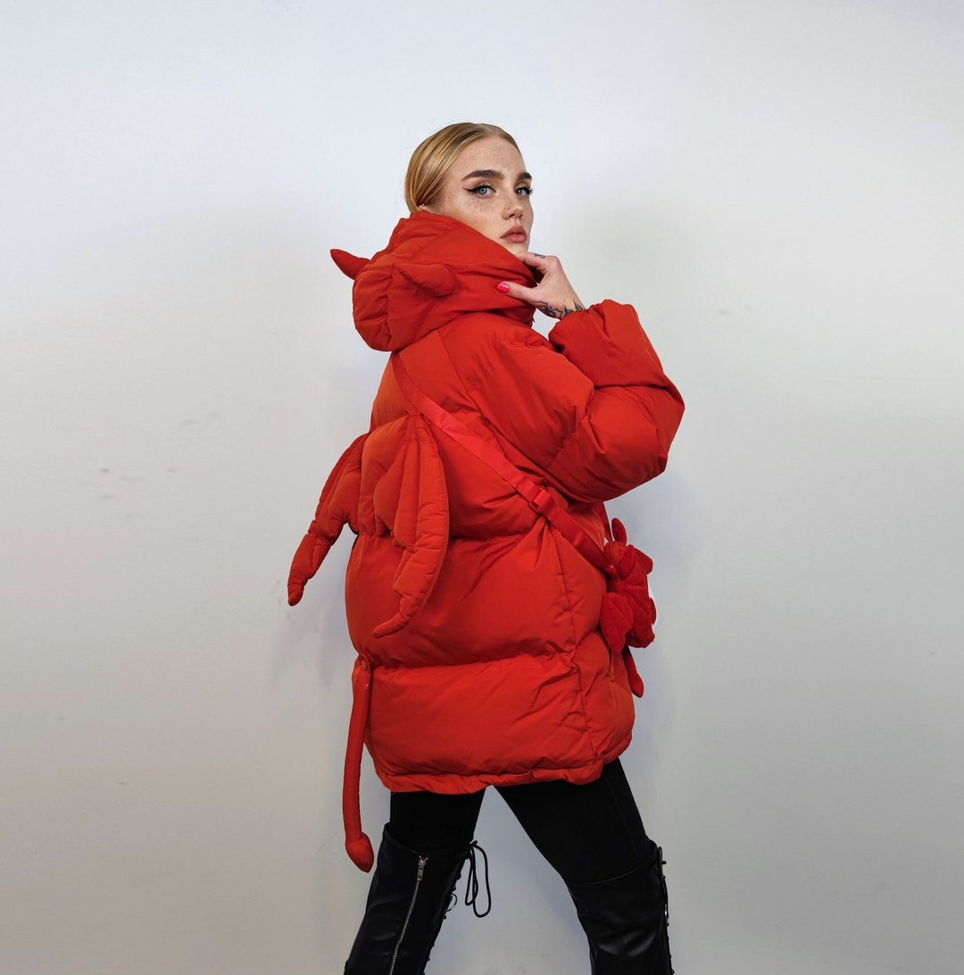 Devil Horn Hooded Jacket Skeleton Embroidery Bomber Quilted Gothic ...