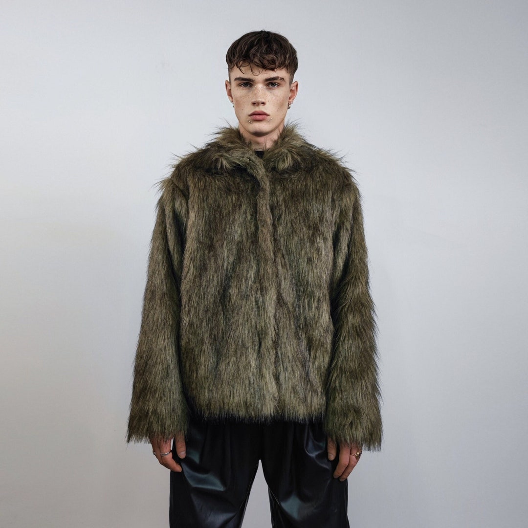 Short Fox Fur Jacket Brown Long Hair Mink Coat Shaggy Going Out Bomber ...