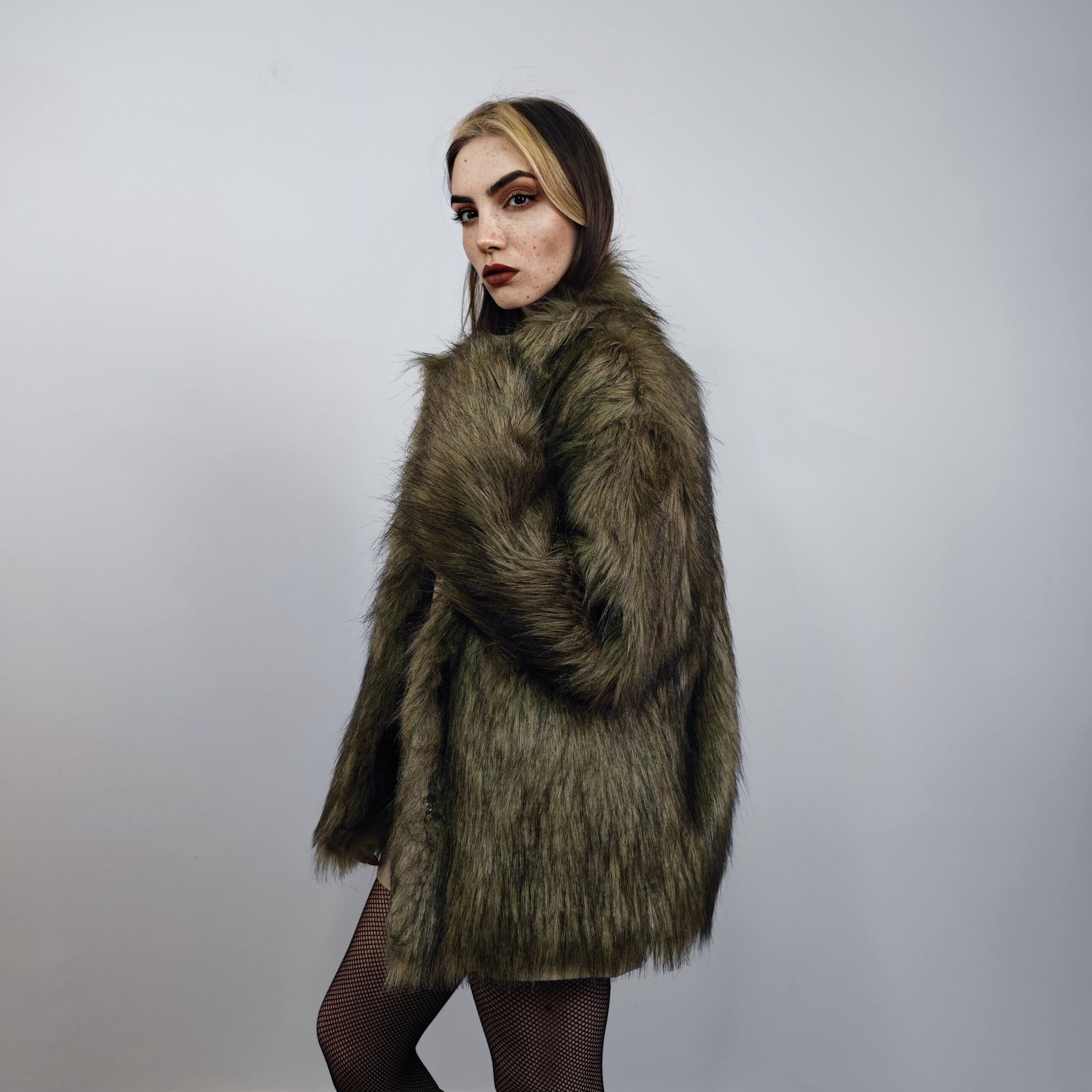 Short Fox Fur Jacket Brown Long Hair Mink Coat Shaggy Going Out Bomber ...