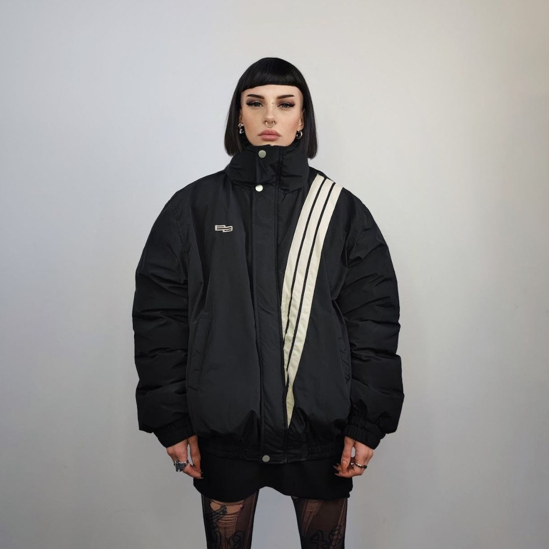 Utility Bomber Jacket Striped Puffer Gorpcore Coat Techno Varsity Punk ...