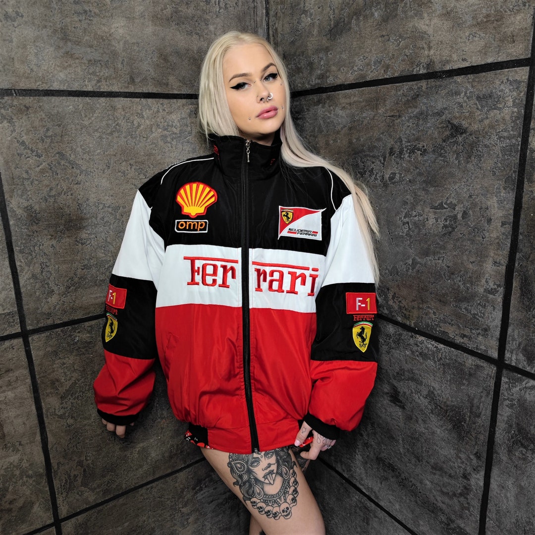 F1 Racing Jacket Multi Patch Ferrari Motorcycle Varsity Vintage Formula ...