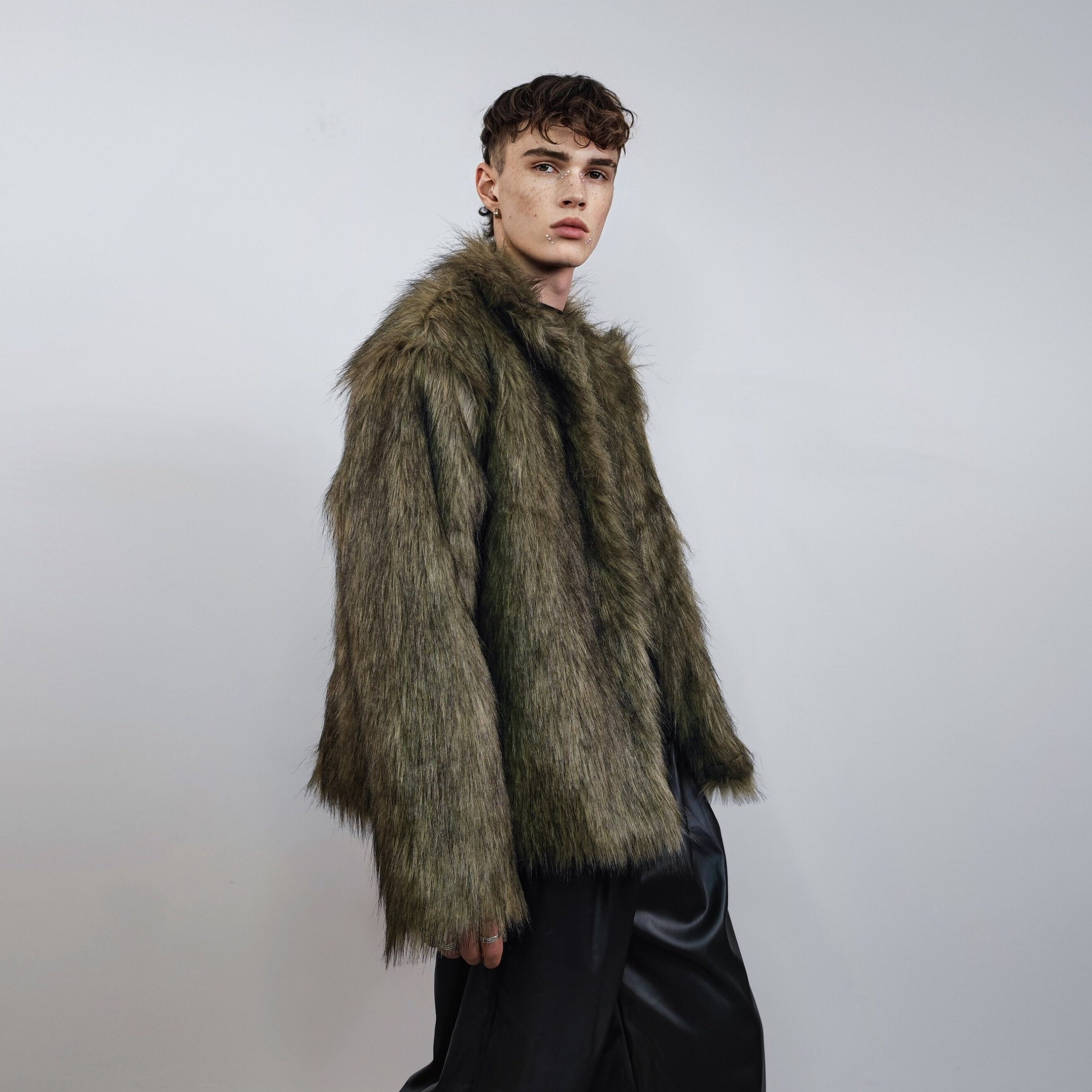 Short Fox Fur Jacket Brown Long Hair Mink Coat Shaggy Going Out Bomber ...