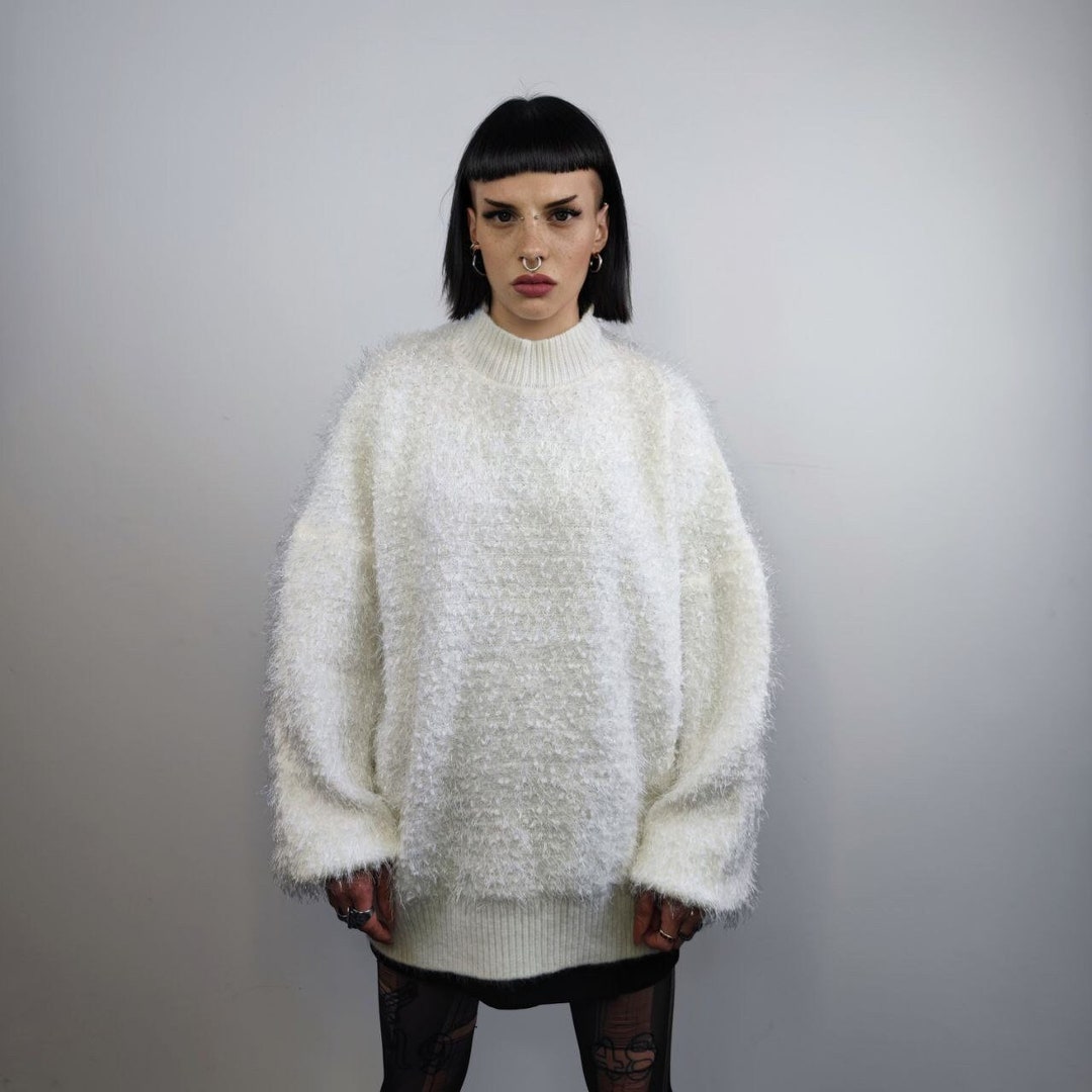 Fluffy Sweater Fluffy Long Hair Jumper Going Out Top Party Turtleneck ...