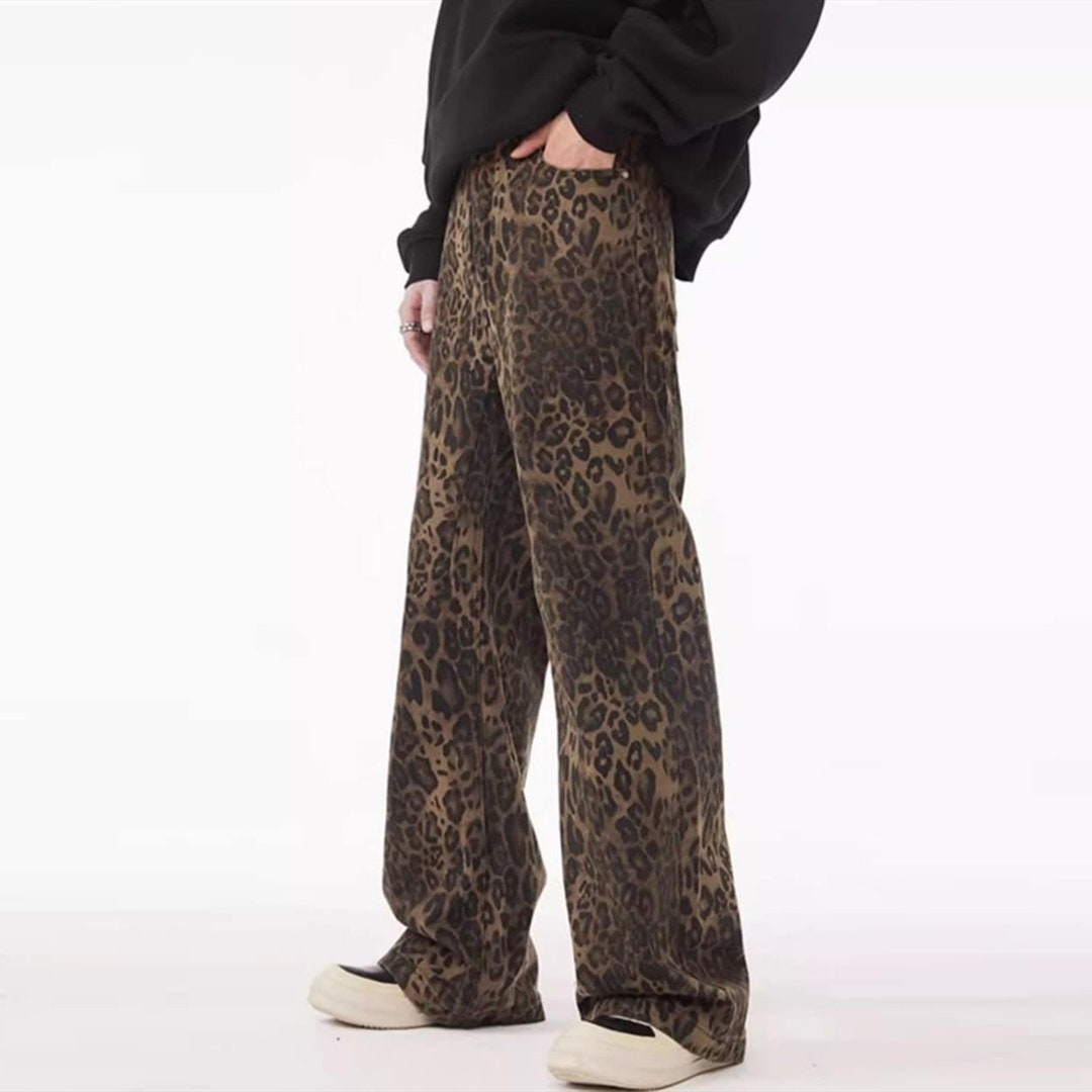 Leopard Jeans Unisex Animal Print Denim Trousers Cheetah Pants Tiger ...