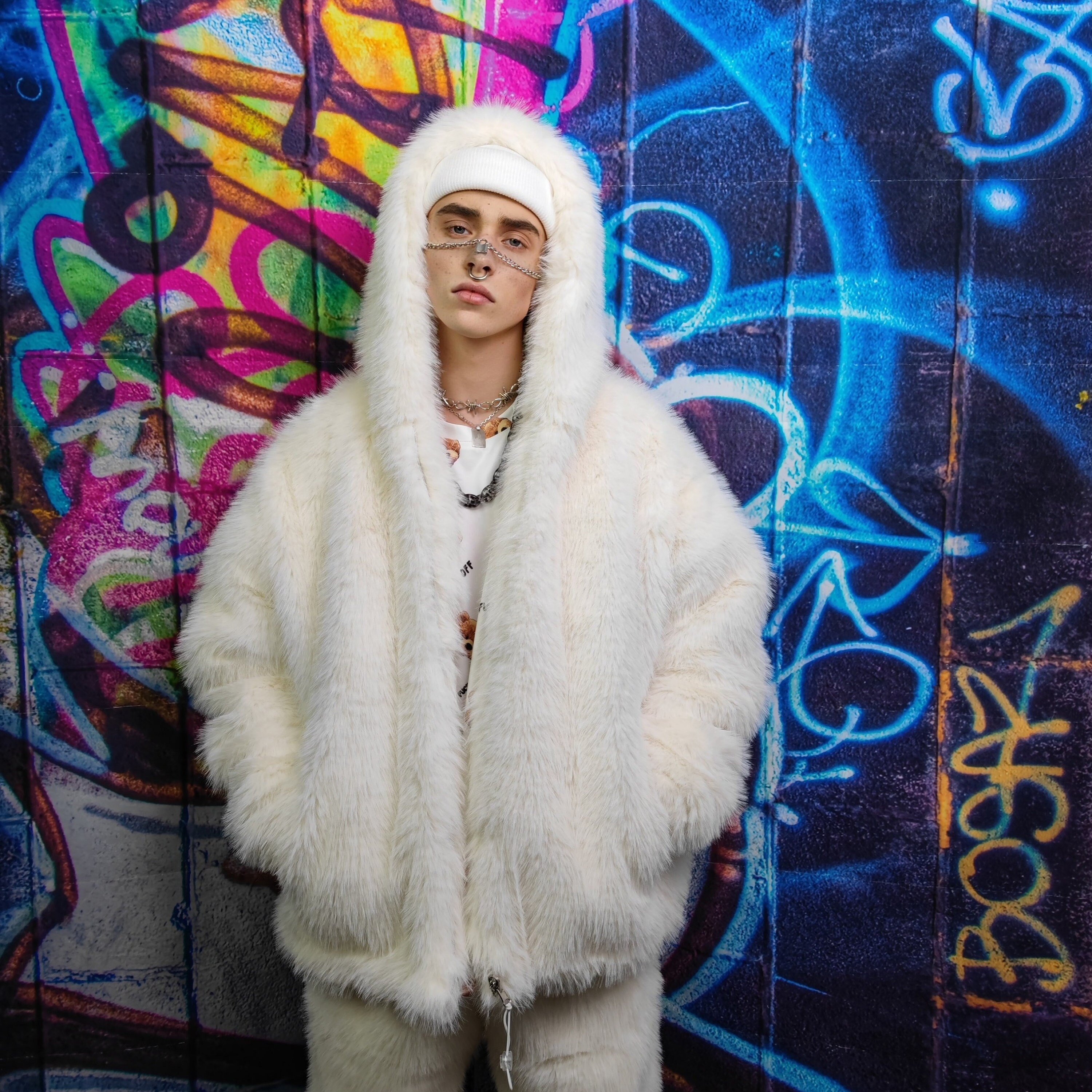 Faux Fur Luxury Jacket Handmade Premium Fleece Jacket Fluffy Hooded ...