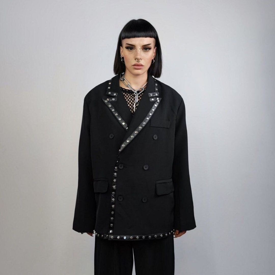 Studded Gothic Suit Faux Leather Finish Tuxedo Catwalk Costume - Etsy