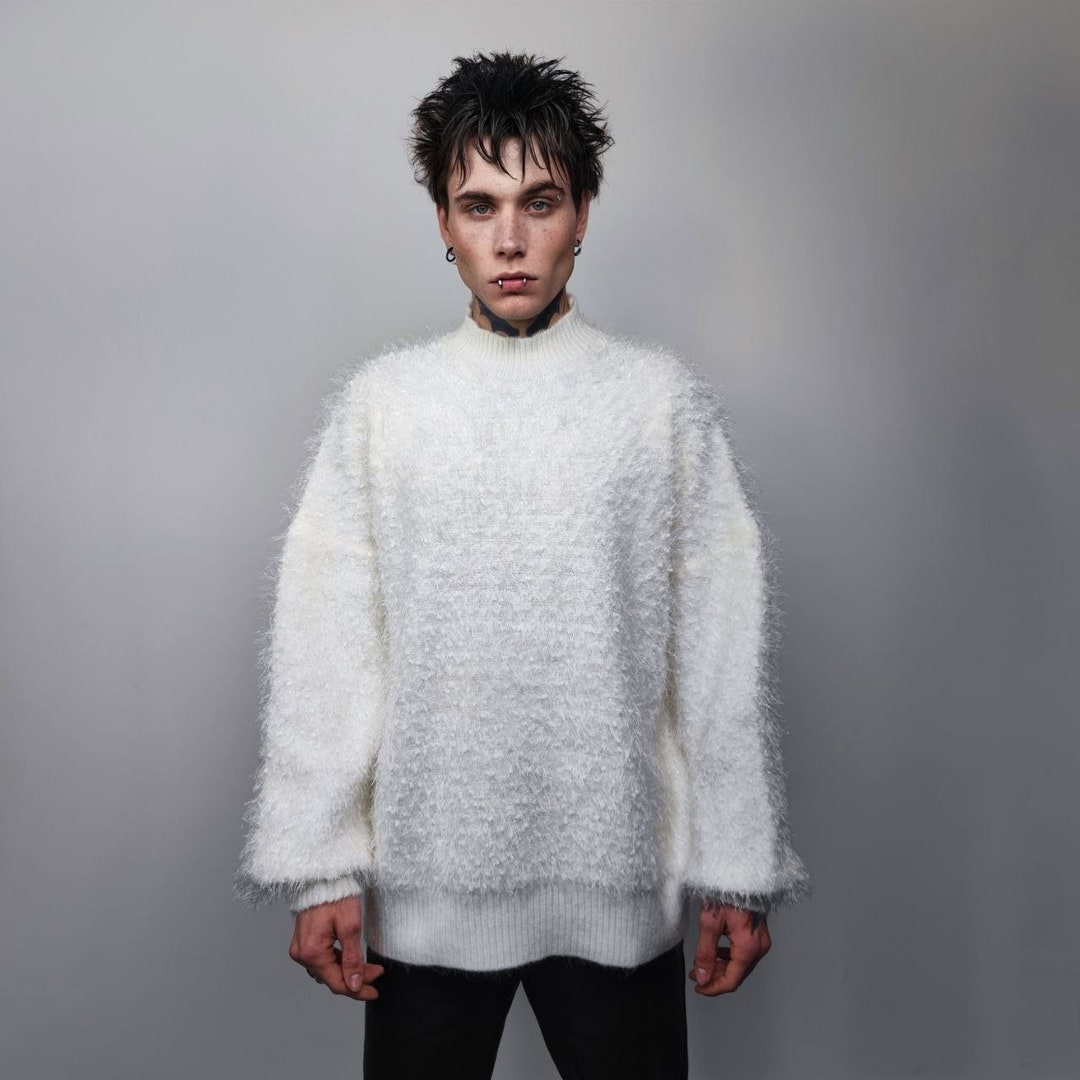 Fluffy Sweater Fluffy Long Hair Jumper Going Out Top Party Turtleneck ...