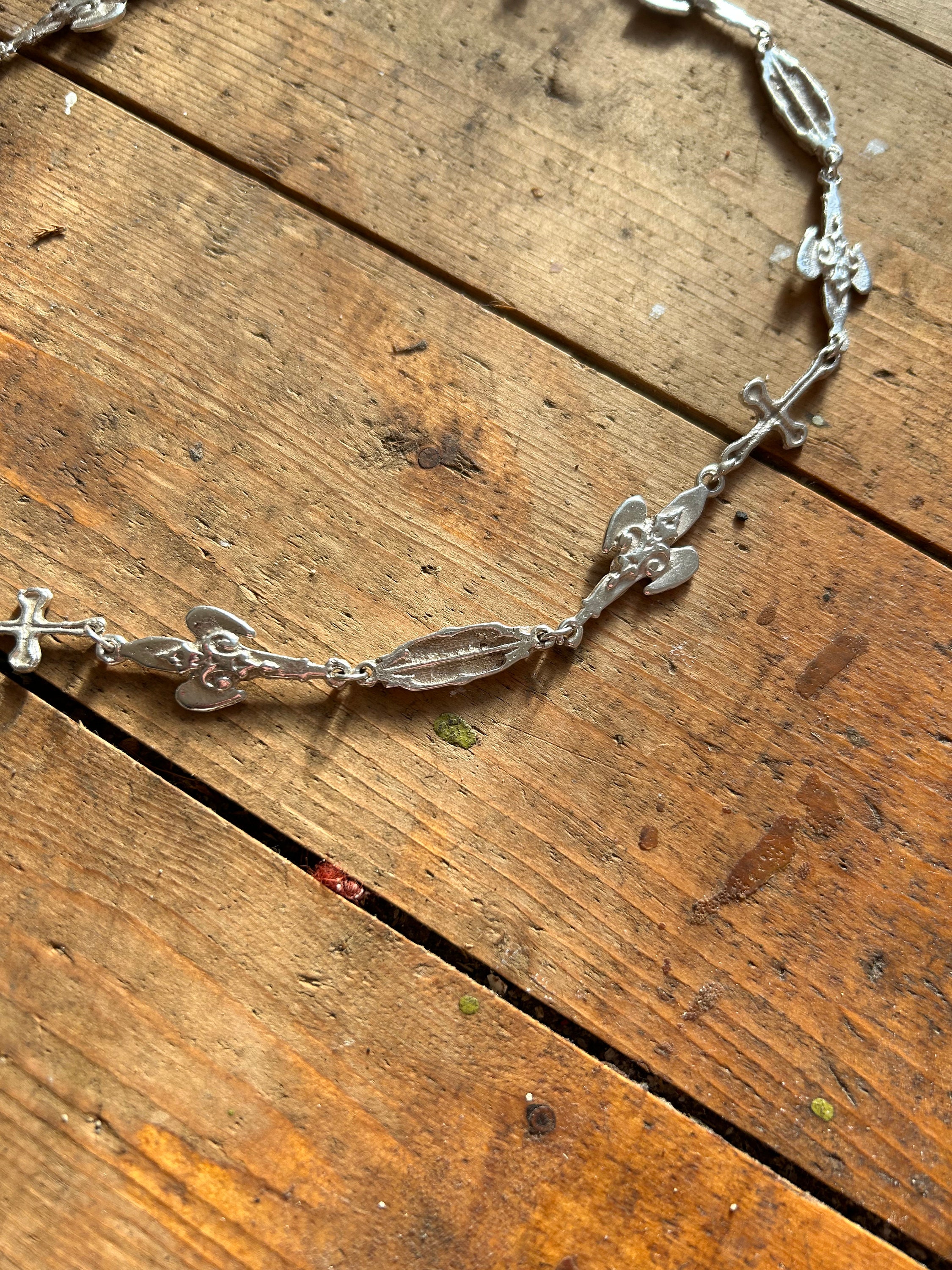 Fur De Lis,silver Medieval Cross, Chain, Renassaince - Etsy