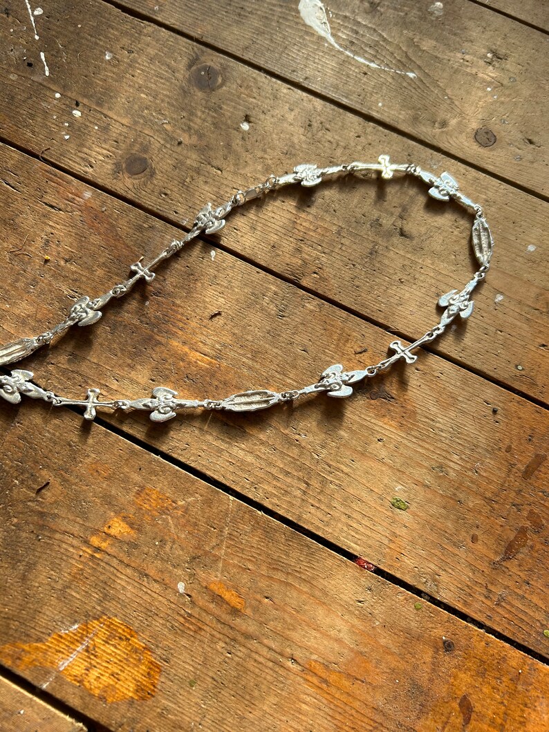 Fur De Lis,silver Medieval Cross, Chain, Renassaince - Etsy