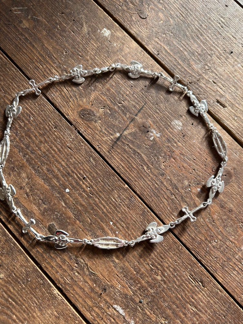 Fur De Lis,silver Medieval Cross, Chain, Renassaince - Etsy