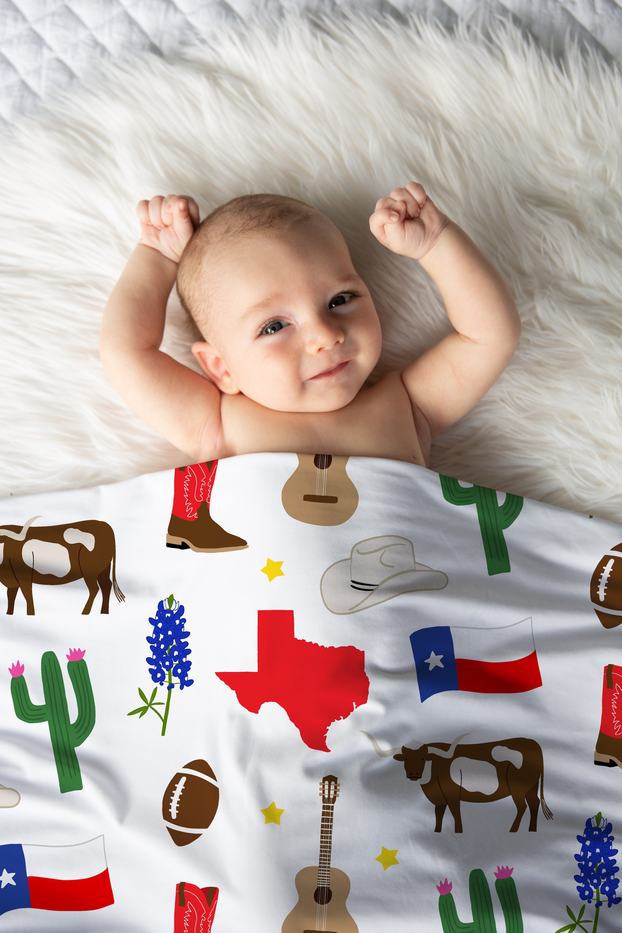TEXAS Baby Blanket Texas Newborn Swaddle Knotted Hat Headband Texas ...