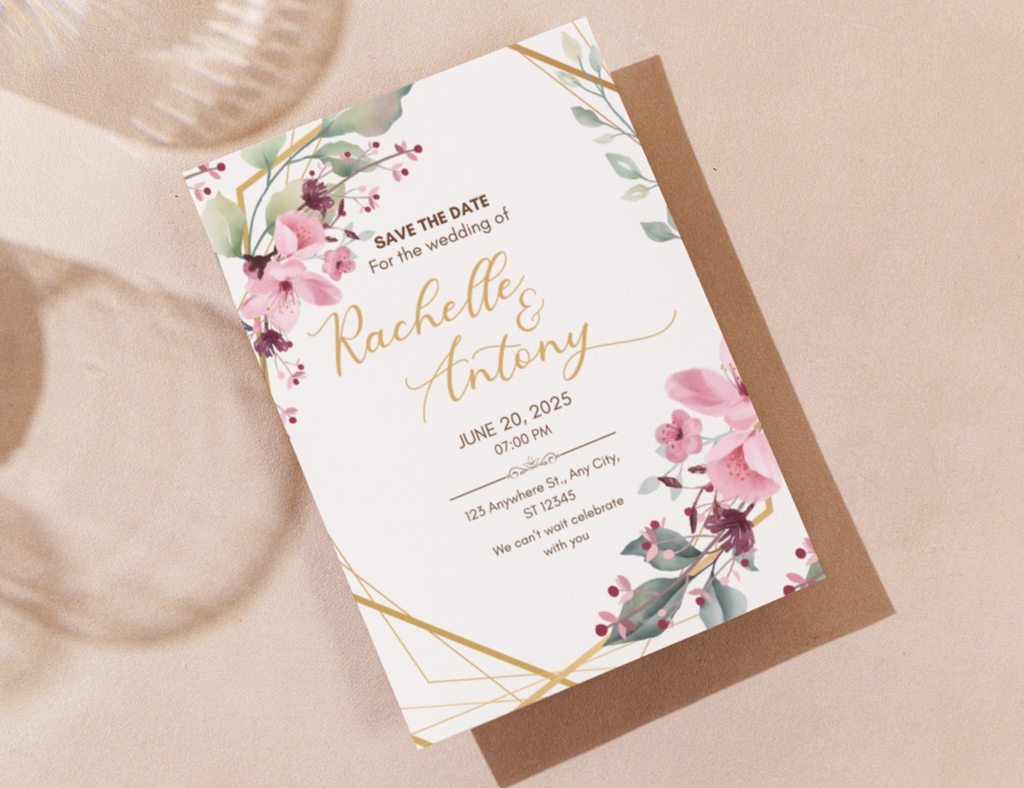 Electronic Wedding Invitation Template, Pintable and Electronic Wedding ...