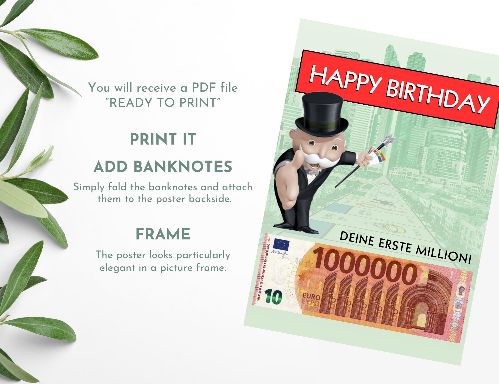 Monopoly Birthday Money Gift Card, DIY Present for Birthday, Cash Gift ...