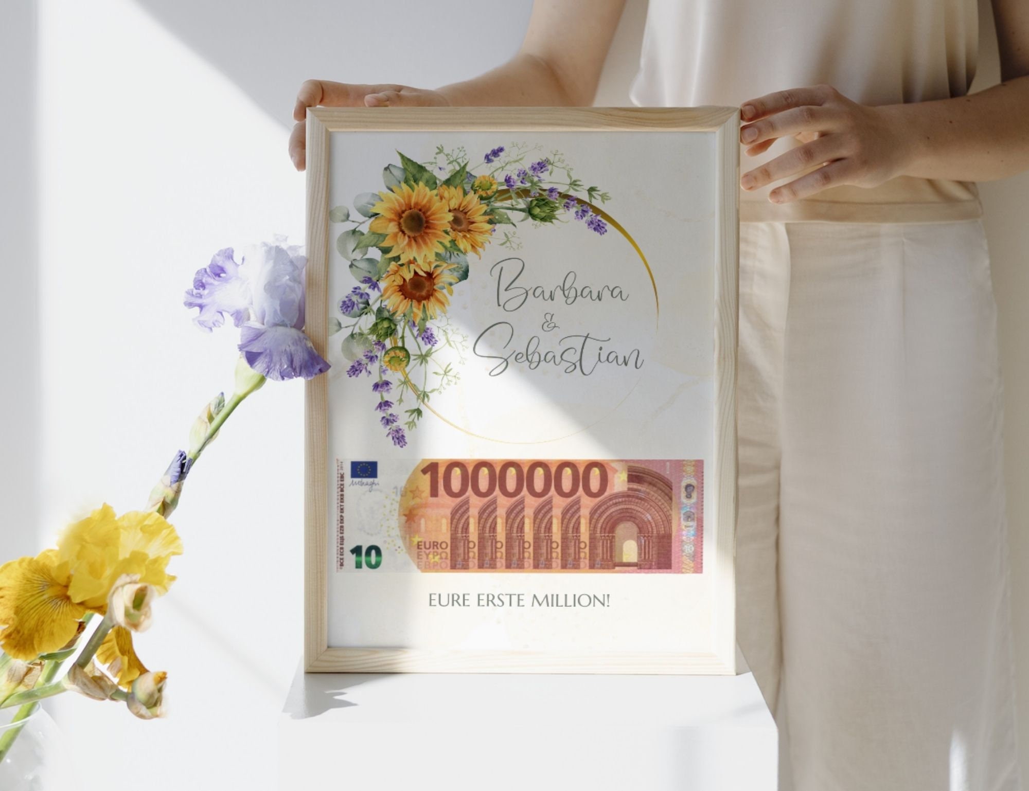Sunflower Wedding Money Gift Card, DIY Million Template (digital Canva ...