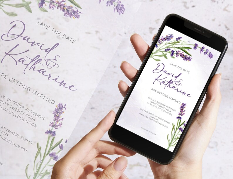 Lavender Wedding Invitation Template Lavender Purple Pintable - Etsy