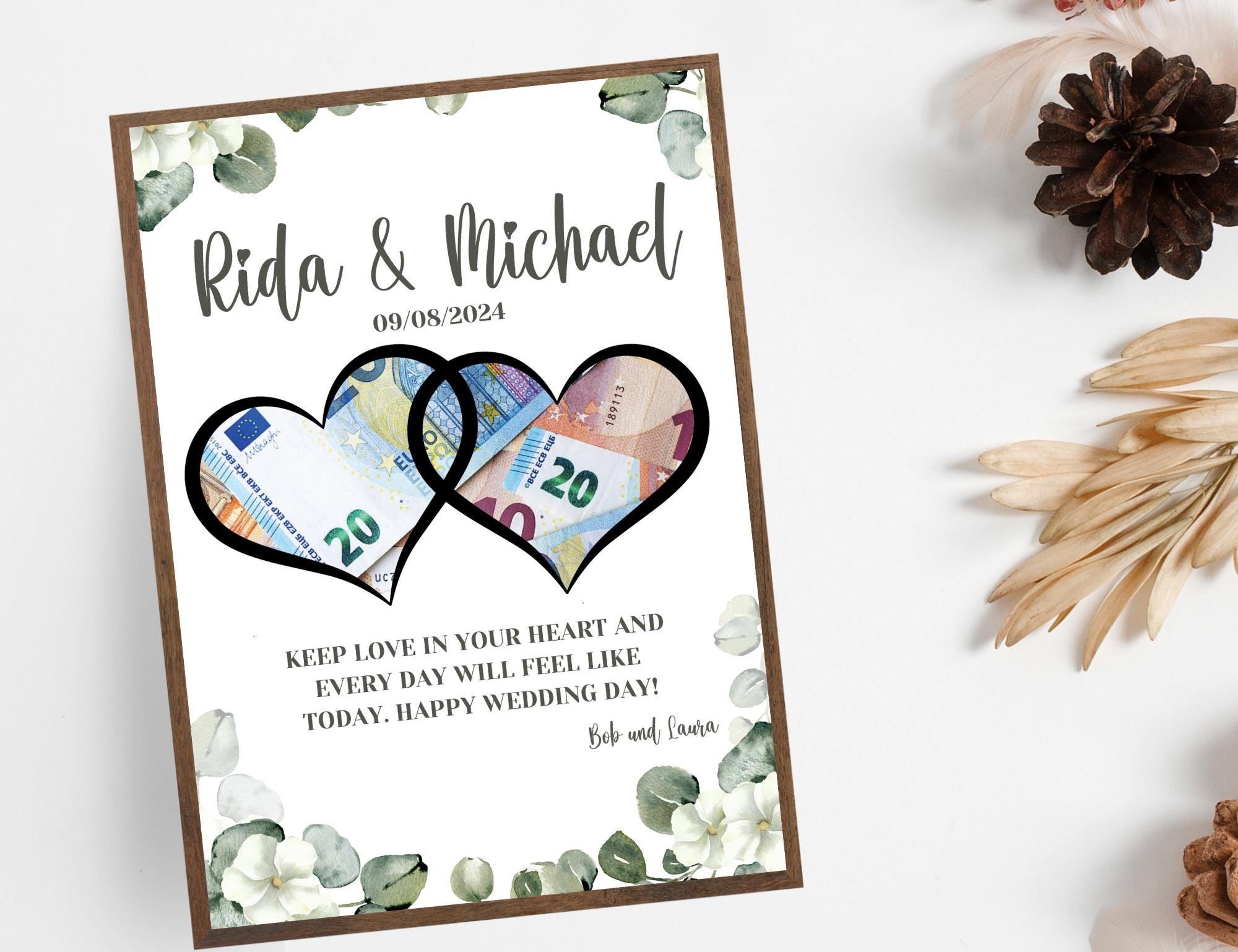 Personalized Wedding Money Gift Card, Printable Canva Template - Etsy