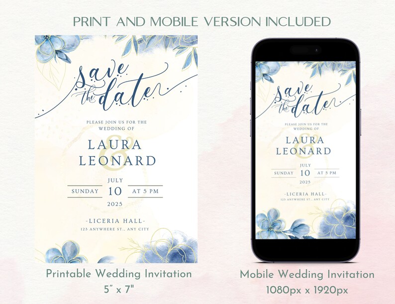 Electronic Wedding Invitation Template, Pintable and Electronic Wedding ...