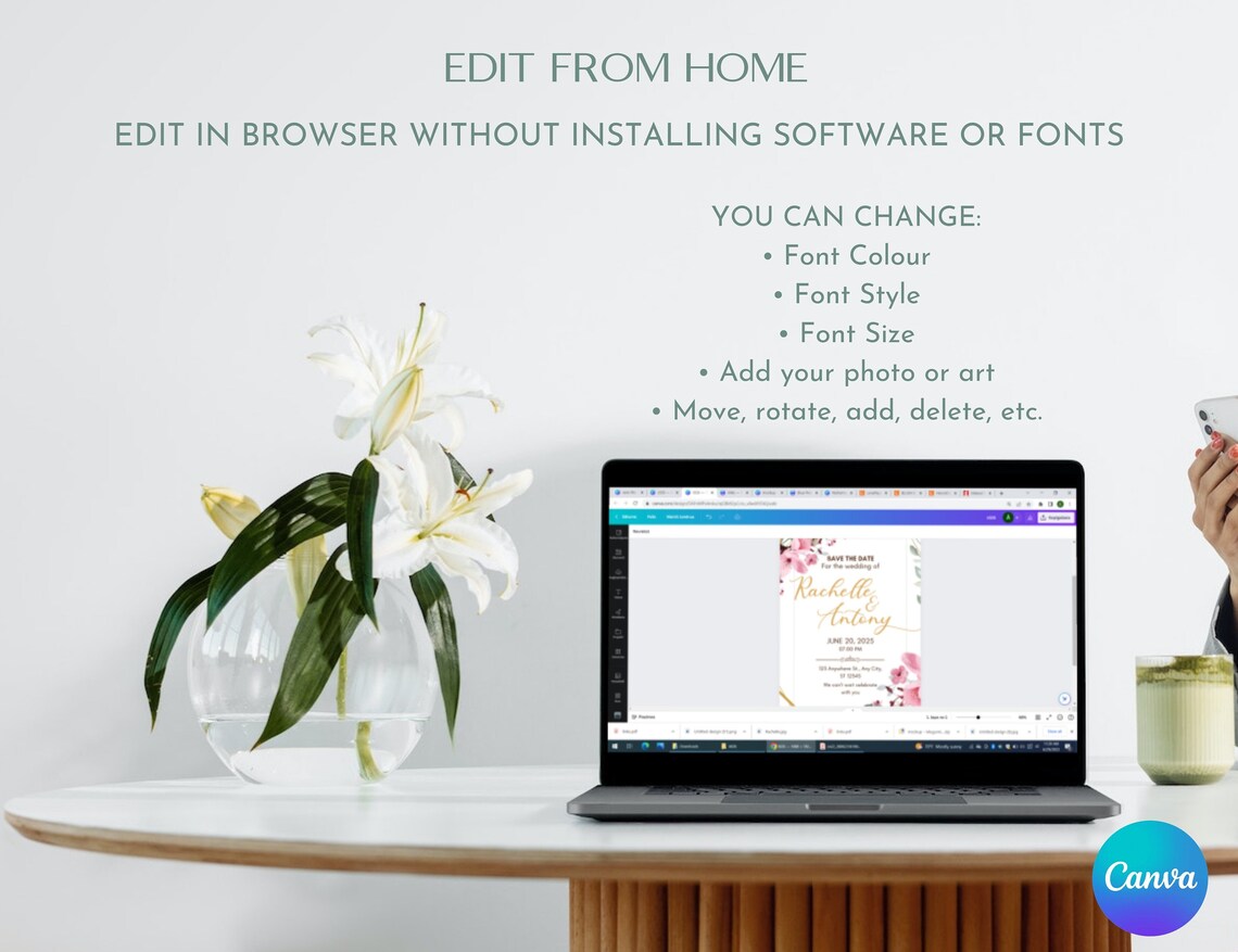 Electronic Wedding Invitation Template, Pintable and Electronic Wedding ...