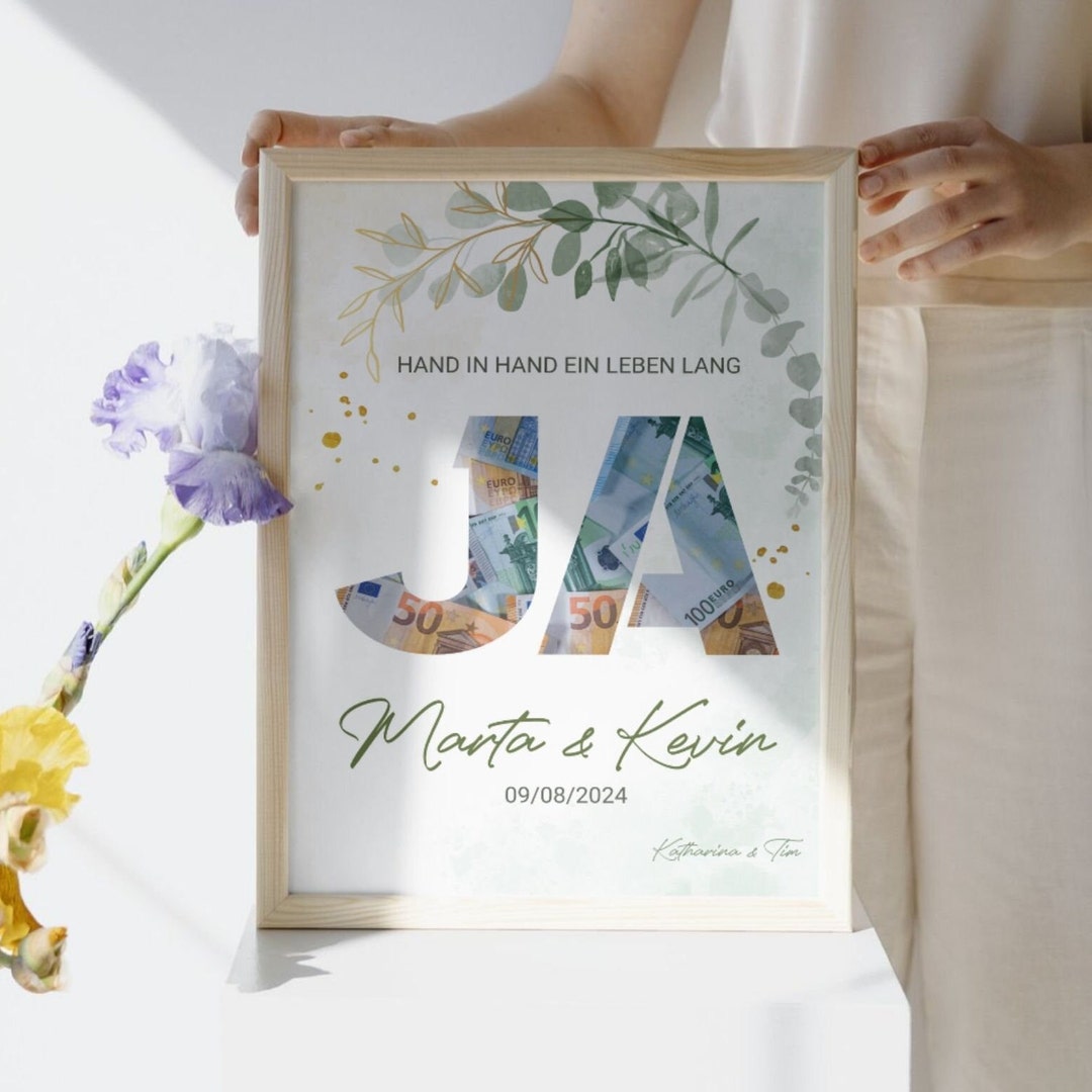 Original Money Gift Wedding Card, Personalized Couple Money Gift Poster ...