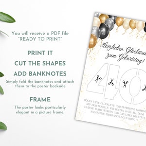Ready to Print 40th Year Birthday Money Gift, Personalized, DIY ...