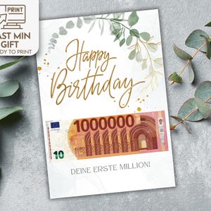 Happy Birthday Million Gift Card, DIY Money Gift (digital Canva ...