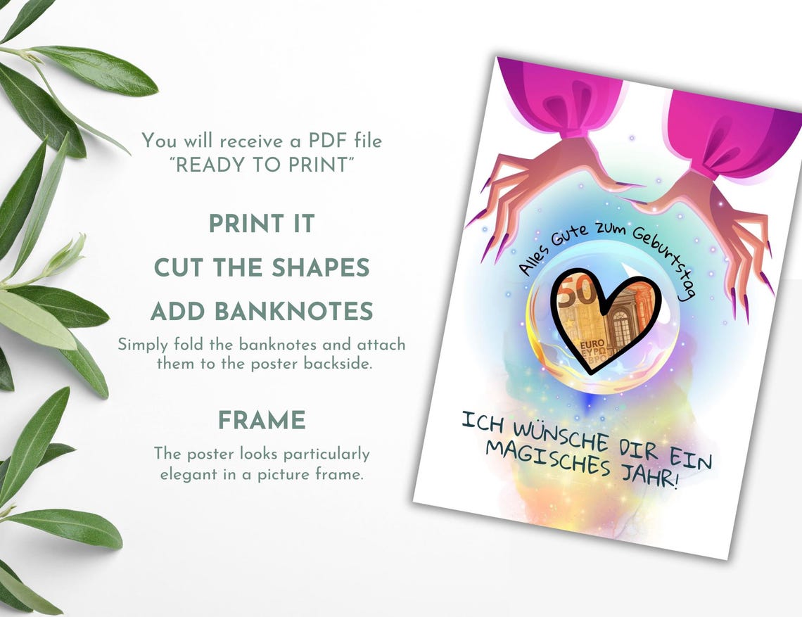 Magic Birthday Money Gift Card, Personalized Cash Gift (digital Canva ...