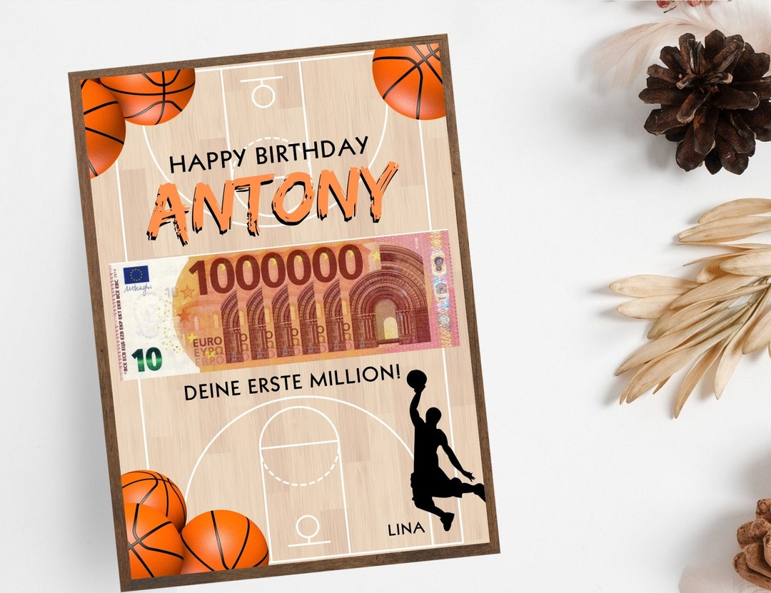 Basketball Player Birthday Money Gift Card, DIY Present for Birthday ...