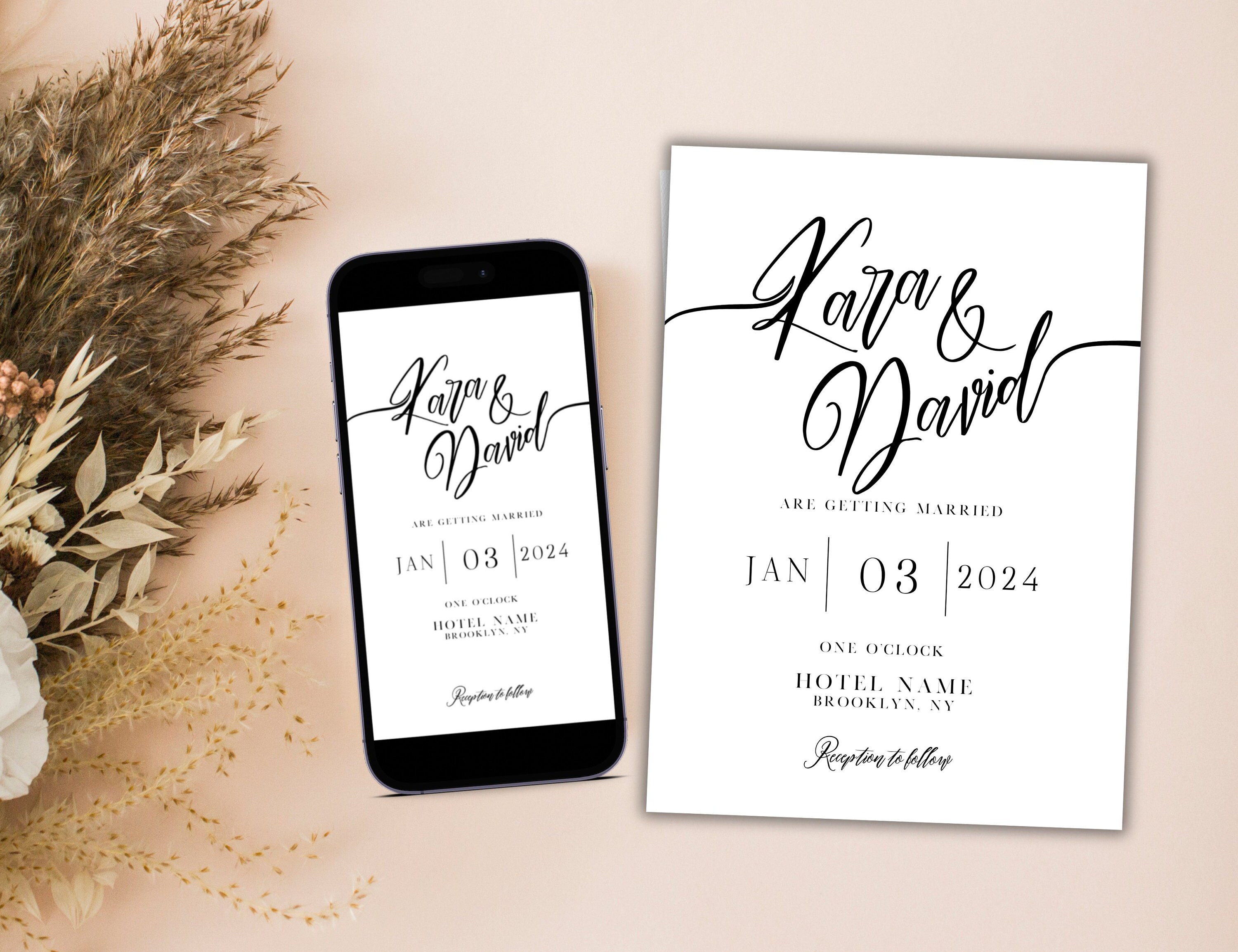 Electronic Wedding Invitation Template, Pintable and Electronic Wedding ...
