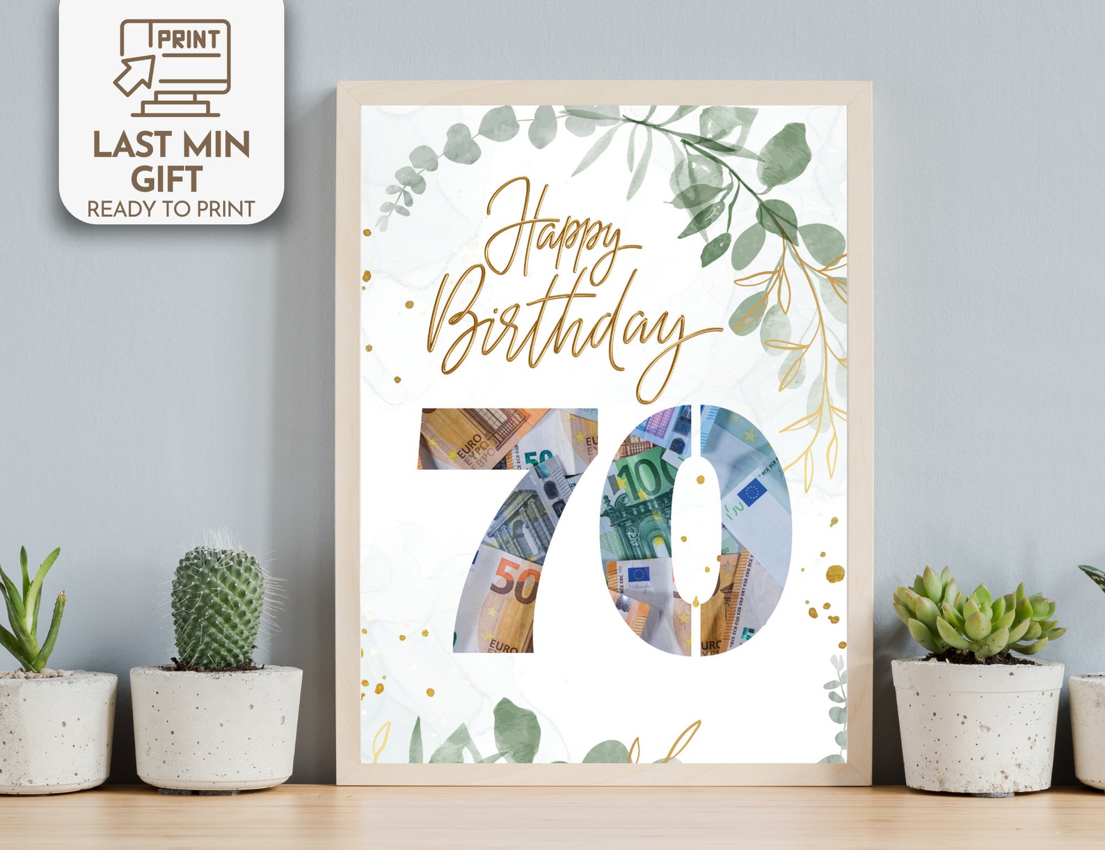 70th Birthday Money Gift Card, Printable PDF - Etsy
