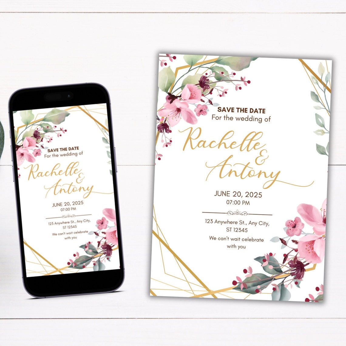 Electronic Wedding Invitation Template, Pintable and Electronic Wedding ...