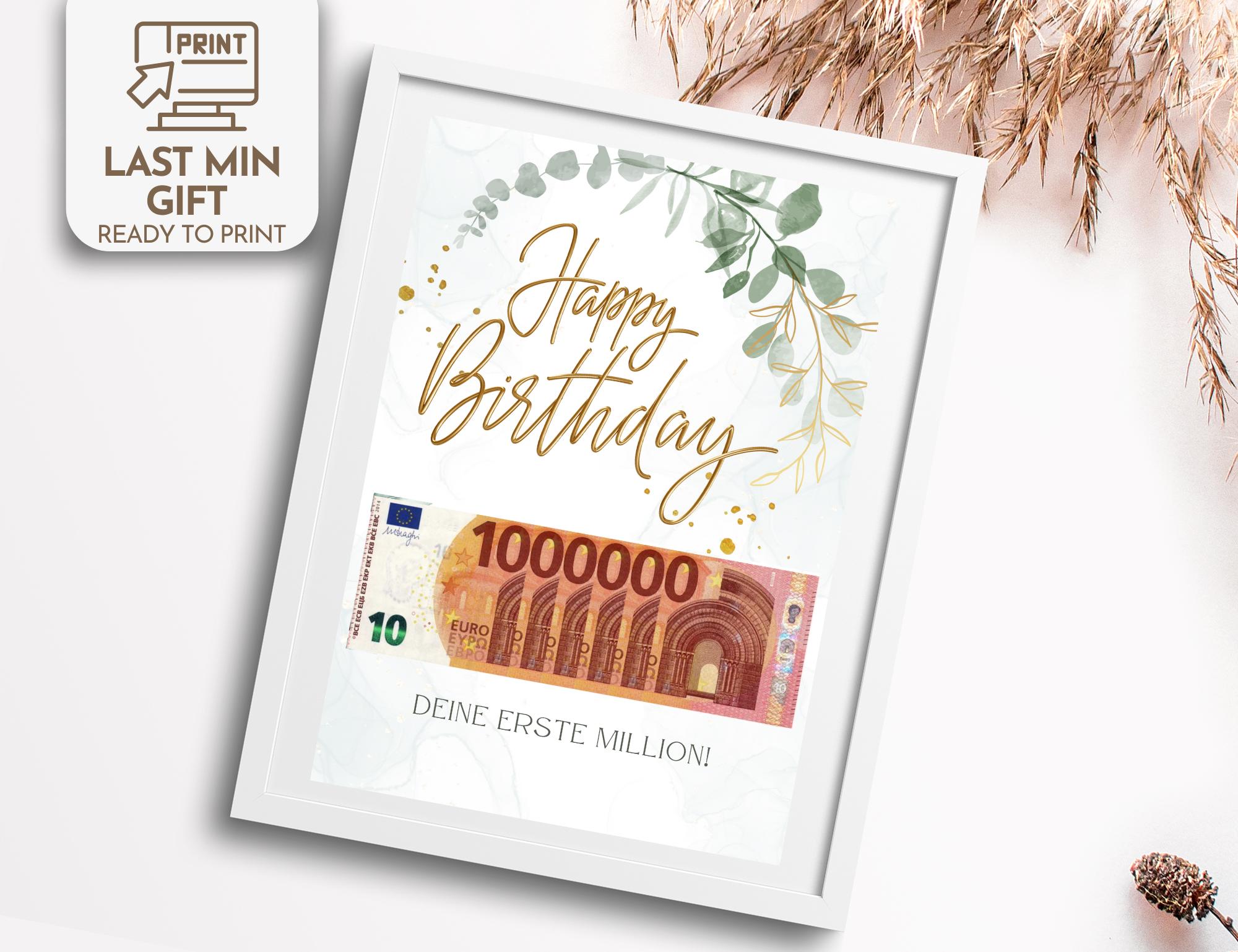 Happy Birthday Million Gift Card, DIY Money Gift (digital Canva ...