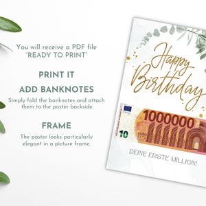 Happy Birthday Million Gift Card, DIY Money Gift (digital Canva ...