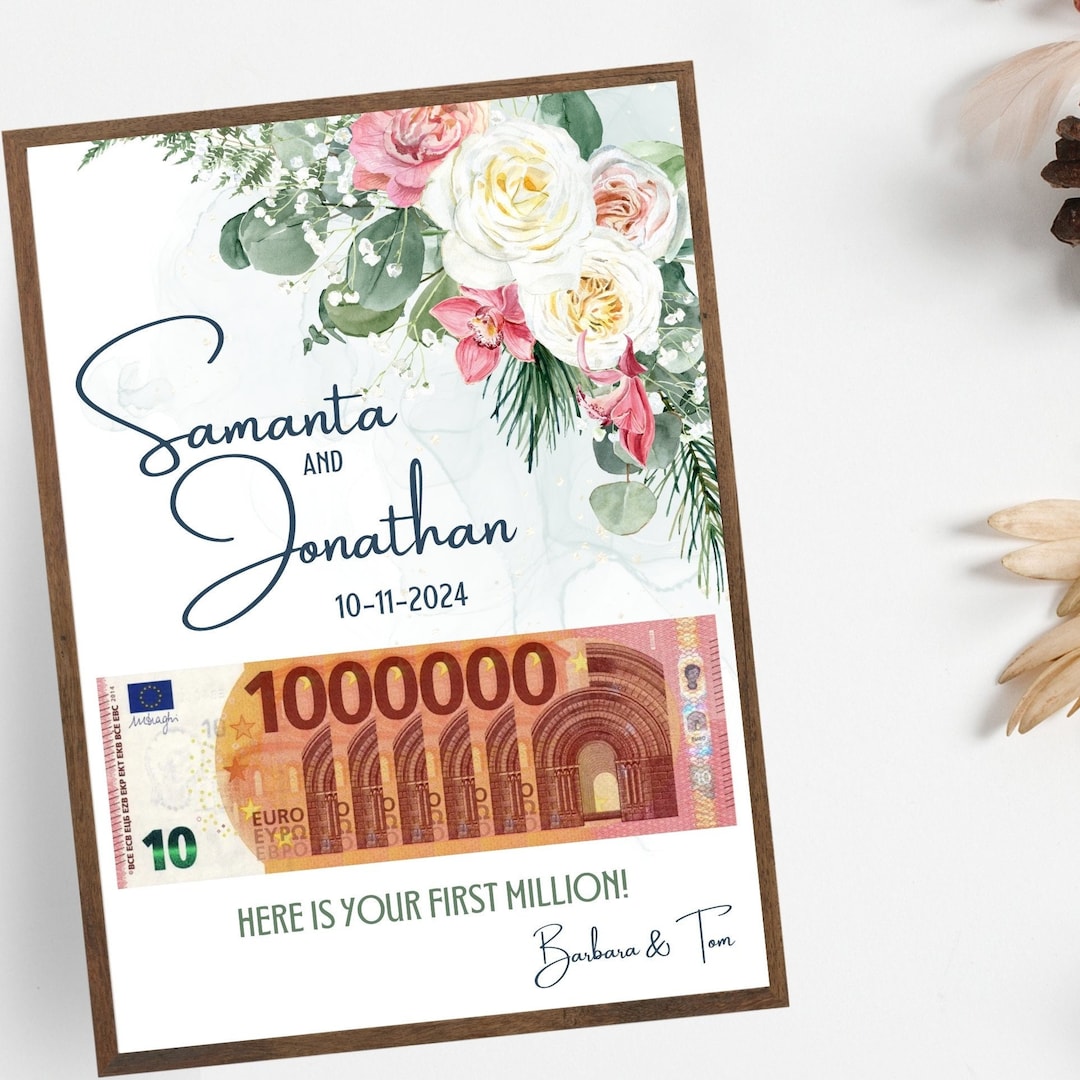 Personalized Wedding Money Gift Card, Your First Million, Couple ...