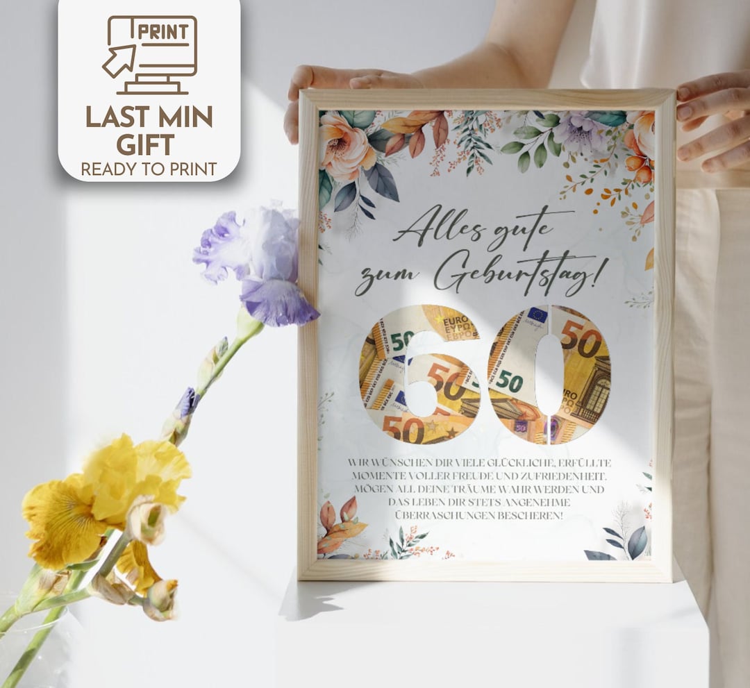 60th Birthday Money Gift Card, DIY Printable Wish Fulfiller Birthday ...