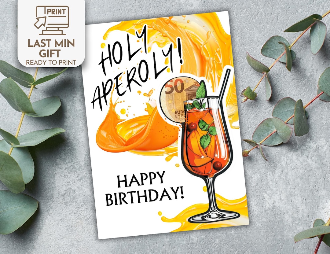 Aperol Spritz Money Gift Card, Happy Birthday Card, Aperol Favor ...